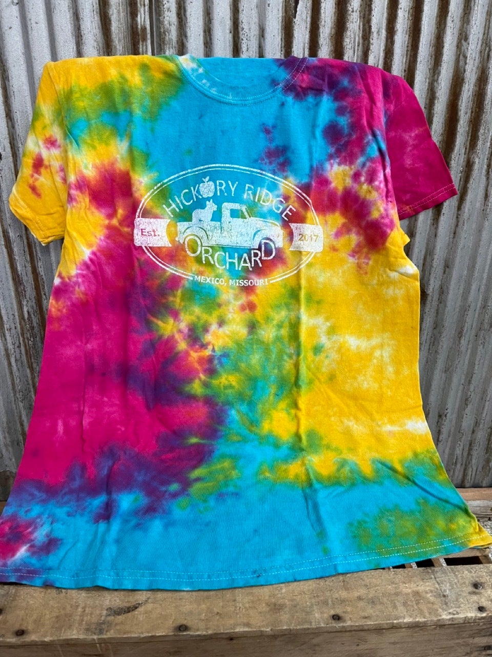 Shirt - S - Original Logo - MultiRainbow - Kids | Hickory Ridge Orchard LLC